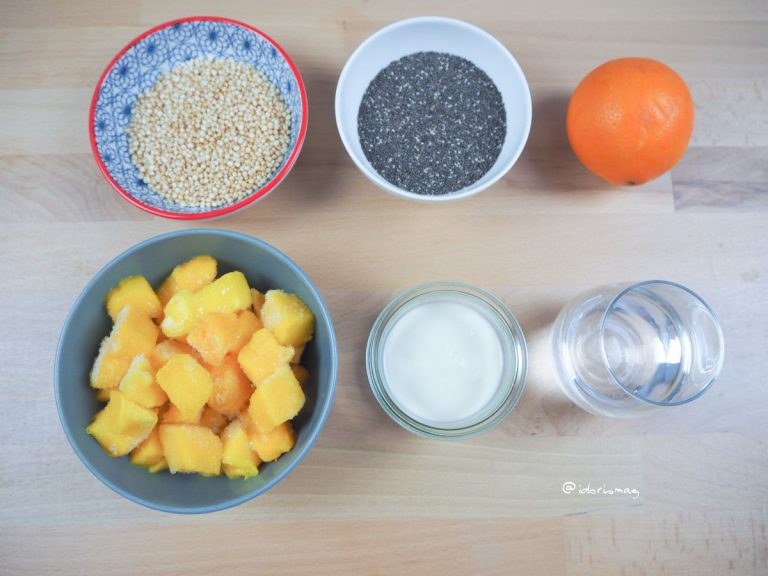 Vegan Breakfast – Chia pudding with mango & puffed quinoa